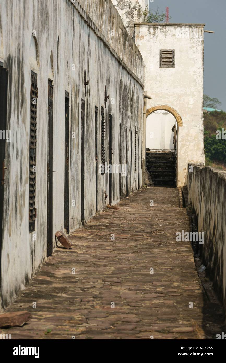 Ghana, Elmina. St. George's Castle, Elmina Castle. Walkway on Upper ...