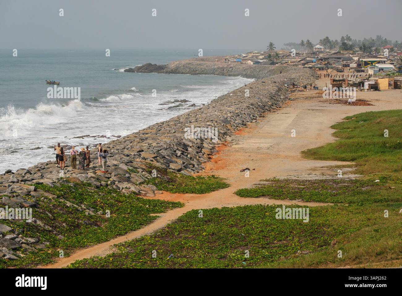 Ghana, Elmina. View of Berm along Shoreline as Seen from St. George's ...