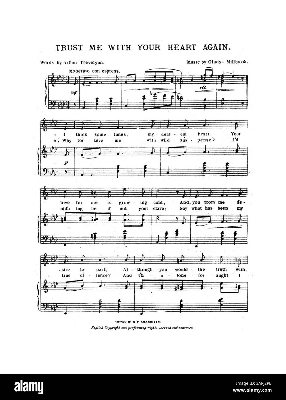 This sheet music titled 'Trust me with your heart again' was sung by ...