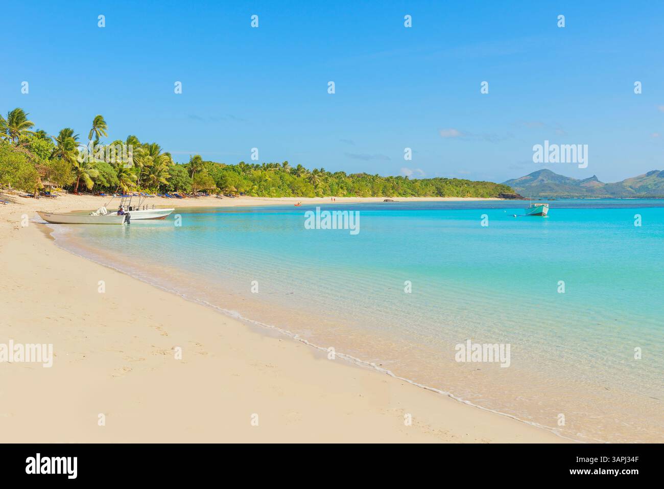 Tropical beach, Nacula island, Yasawa island group, Fiji, South Pacific ...