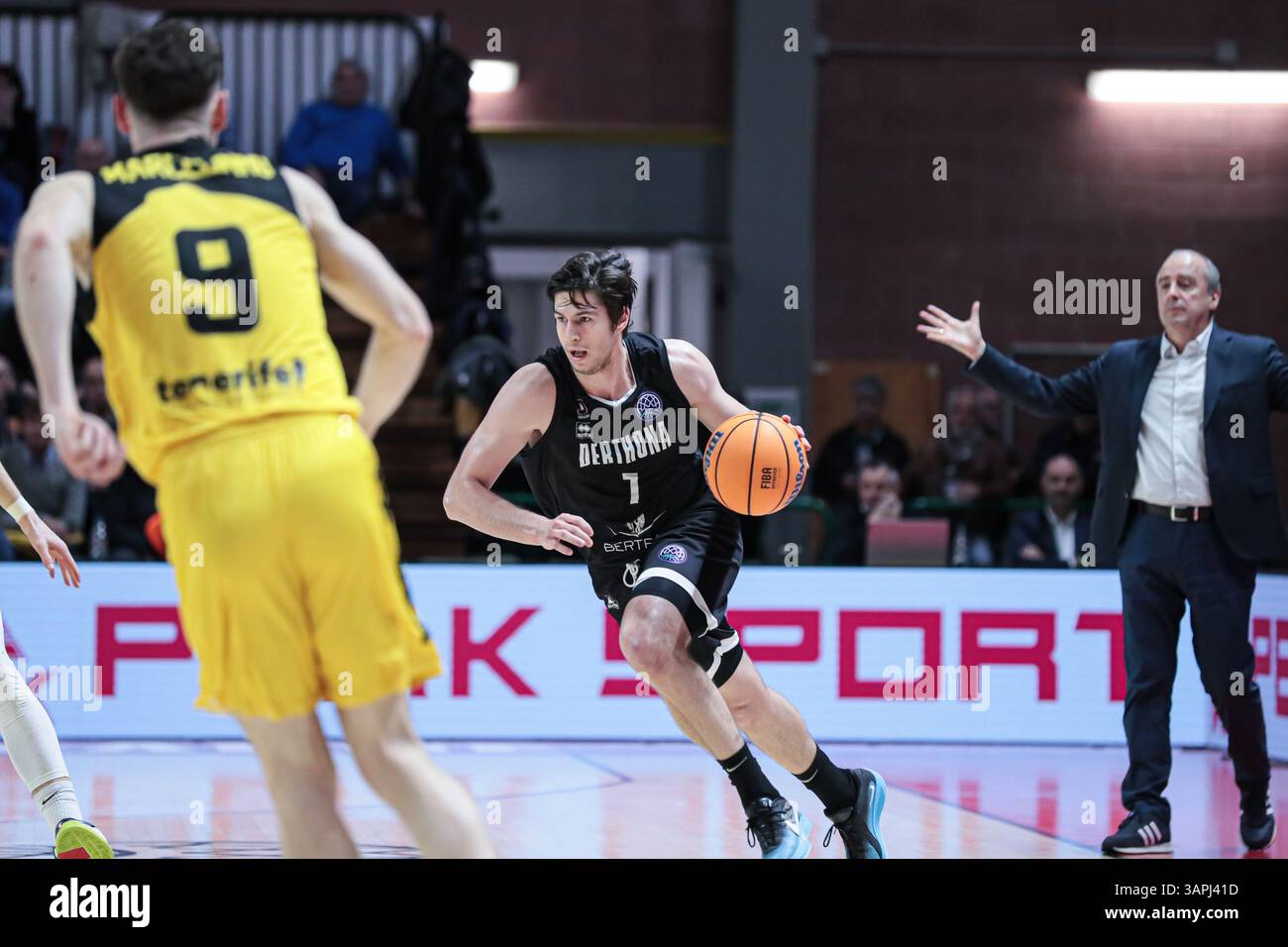 # 7 Leonardo Candi (Bertram Derthona Basket Tortona) during Bertram Derthona vs La Laguna ...