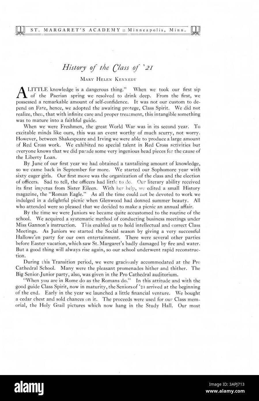 The 1921 'Dayesye' yearbook from St. Margaret's Academy captures the ...