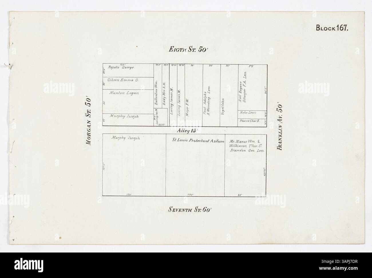 A page from the Block Book of the City of St. Louis, Book 1, detailing ...