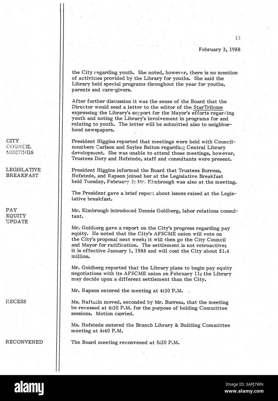 1988 meeting minutes from Black and White Stock Photos & Images - Alamy