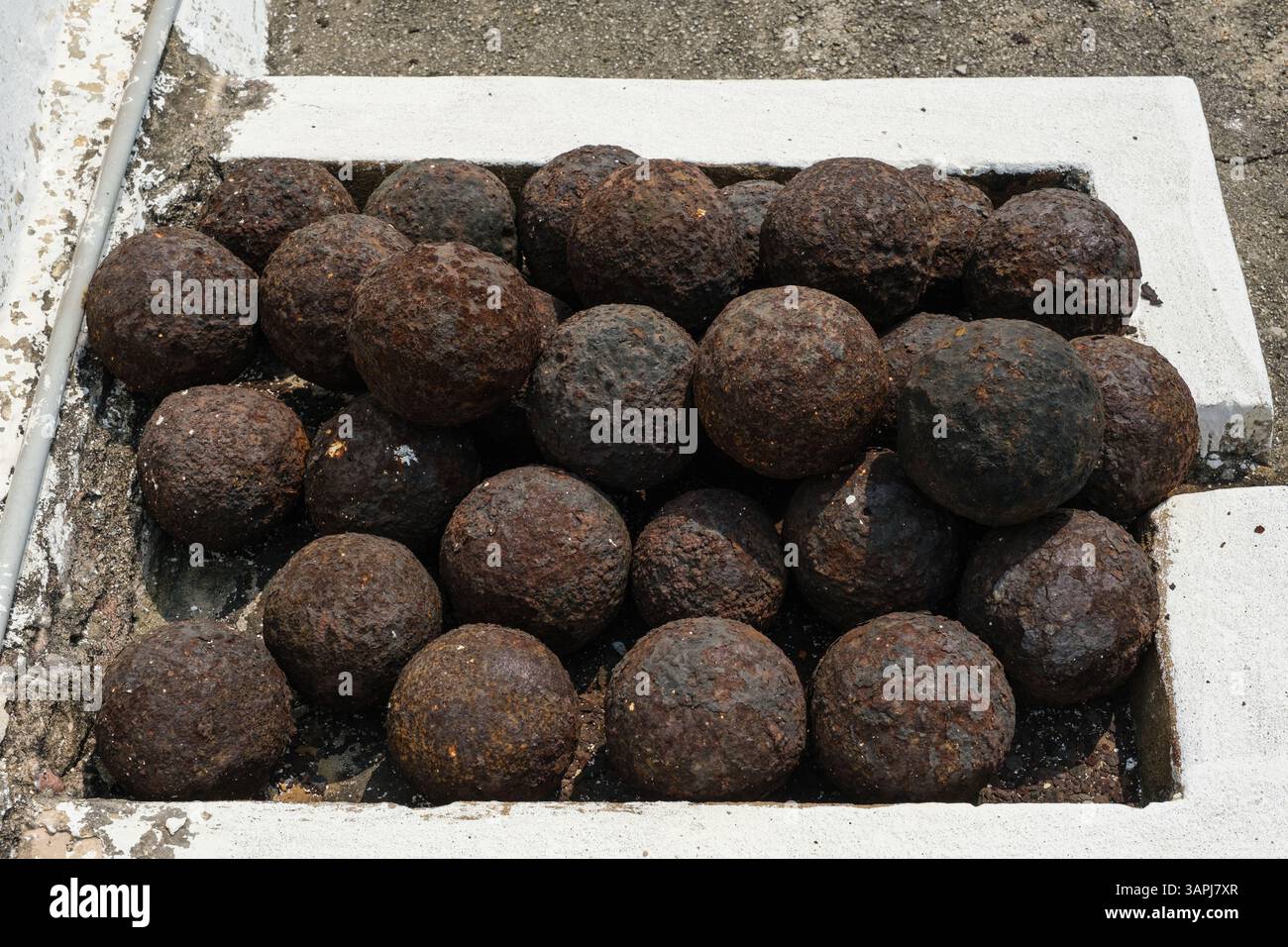 Ghana, Cape Coast. Cape Coast Castle Cannonballs Stock Photo - Alamy