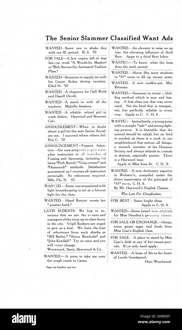 This 1907 yearbook from Central High School records the students ...