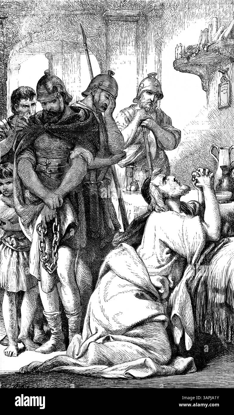 Engraving of Polycarp The Bishop of Smyrna Praying while the Guards ...
