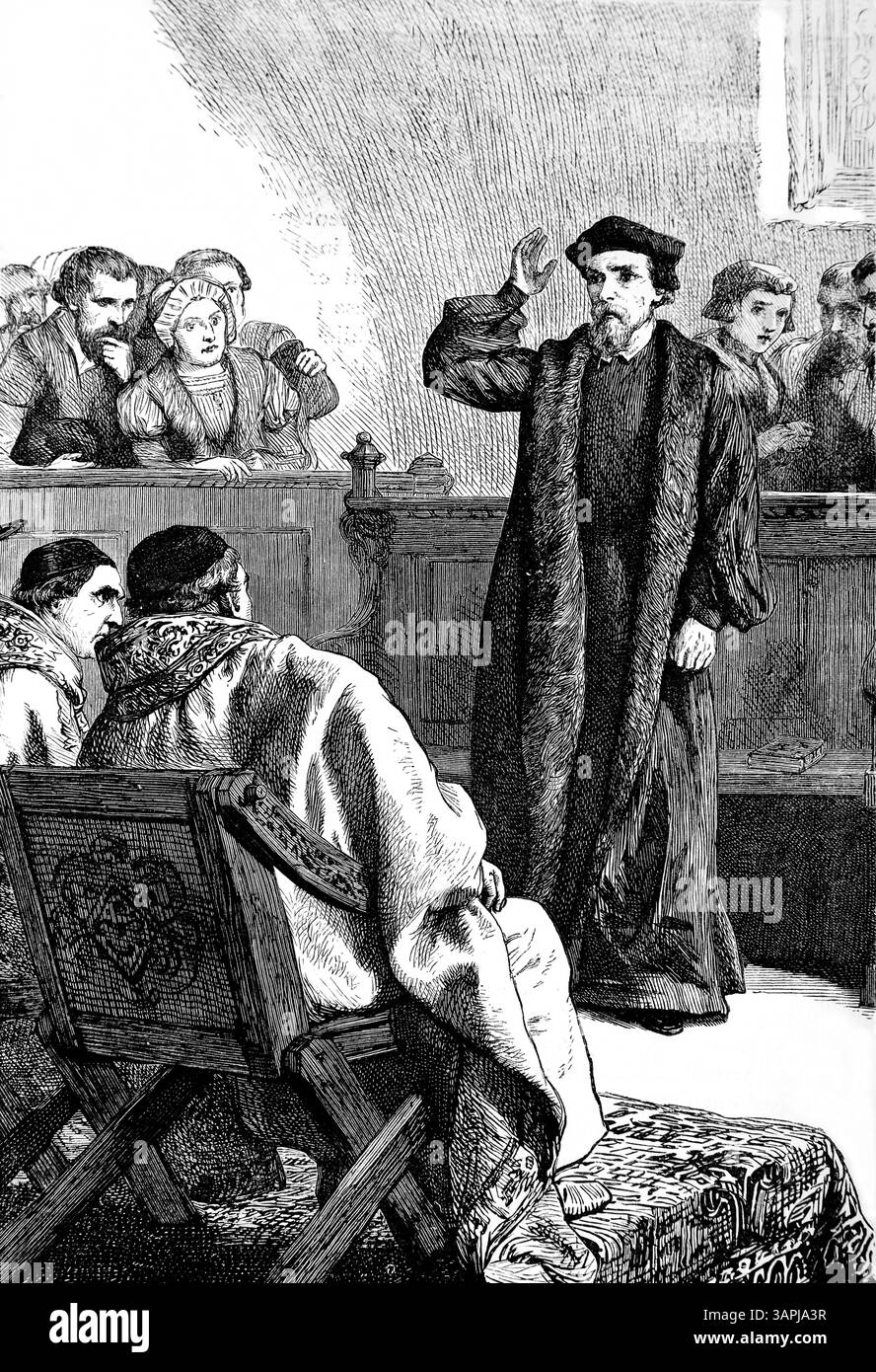 Illustration of Nicholas Ridley (Oxford Martyr) in the Divisnity School ...