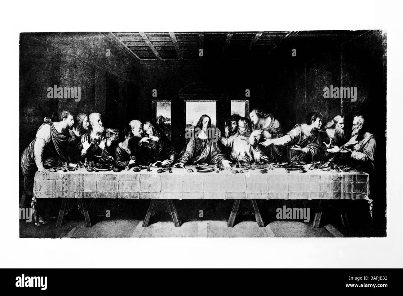 Black and White copy of Leonardo Da Vinci's The Last Supper From 19th Century Brown's Self ...