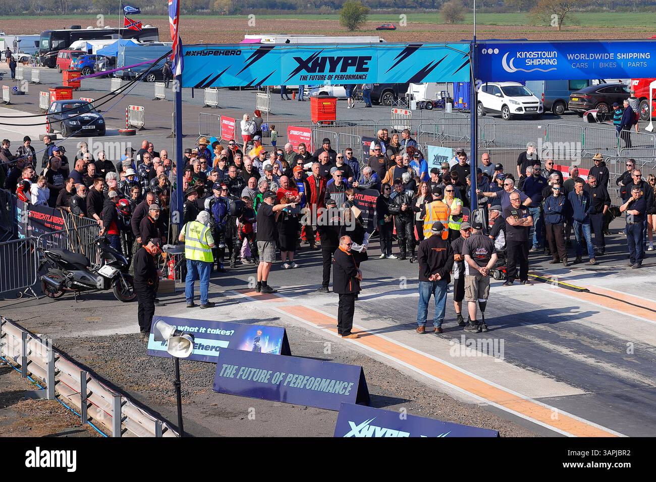 Motor racing safety briefing at Melbourne Raceway in Yorkshire,UK Stock ...