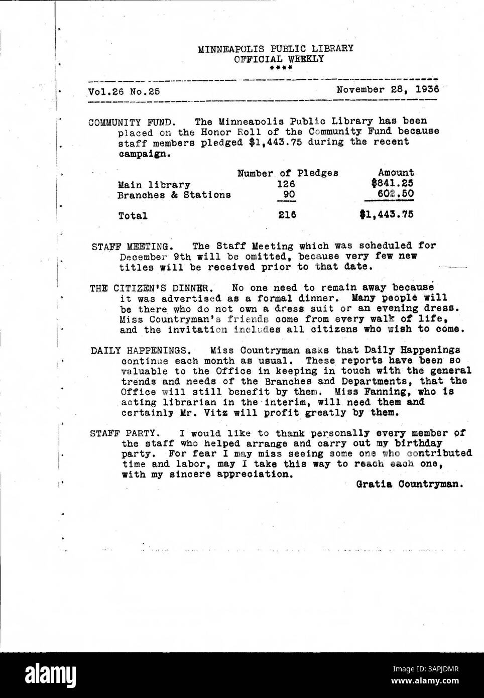 The 1936 Official Bulletin of the Minneapolis Public Library was a ...