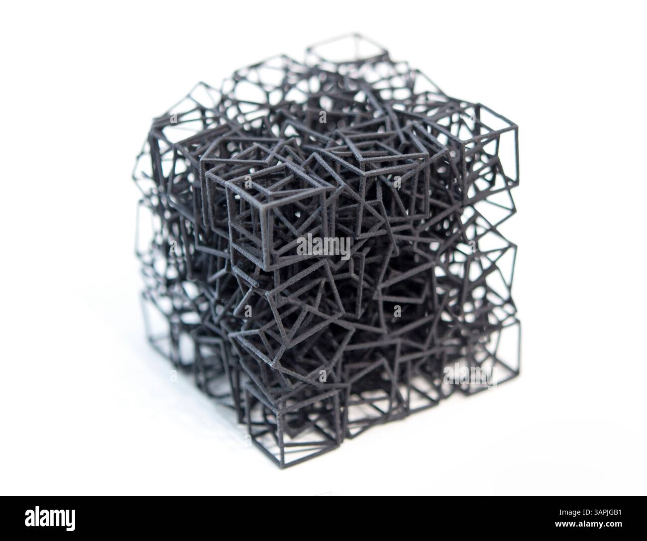 Object printed on 3D printer from molten plastic powder isolated on ...