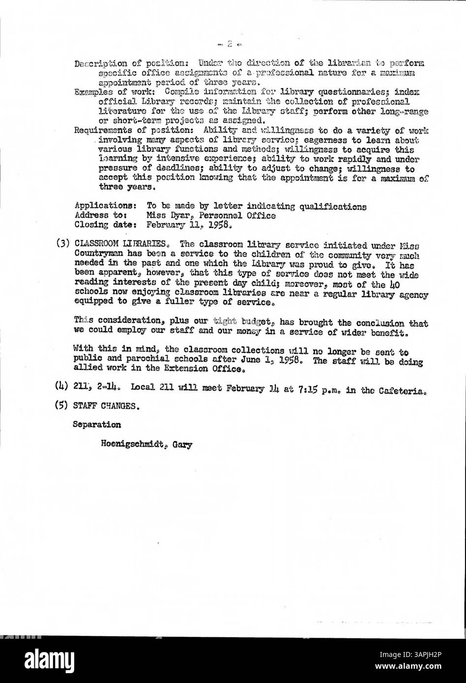 A 1958 weekly bulletin for employees of the Minneapolis Public Library ...