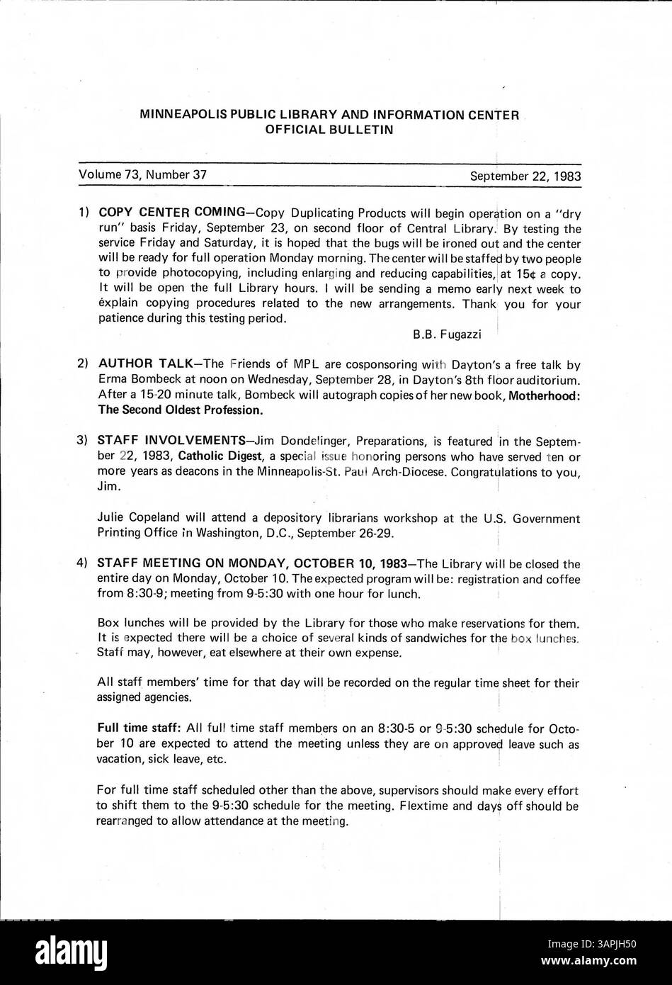 The 1983 Minneapolis Public Library Official Bulletin provides weekly ...