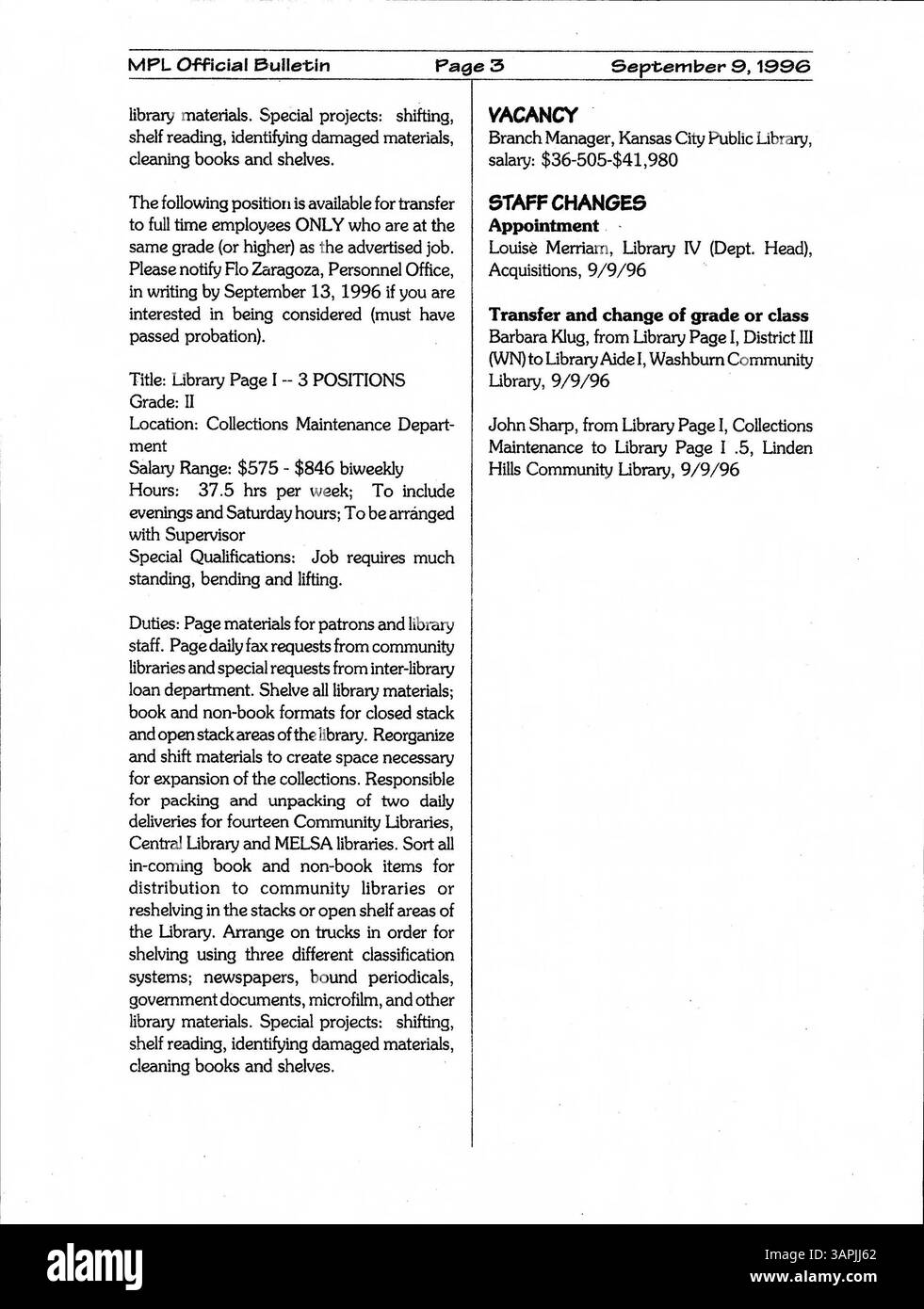 The Minneapolis Public Library Official Bulletin from 1996 provides essential weekly information ...