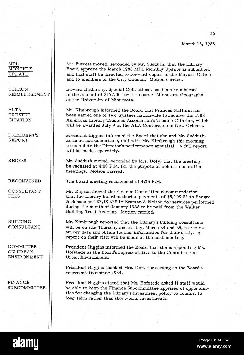 1988 meeting minutes from Black and White Stock Photos & Images - Alamy