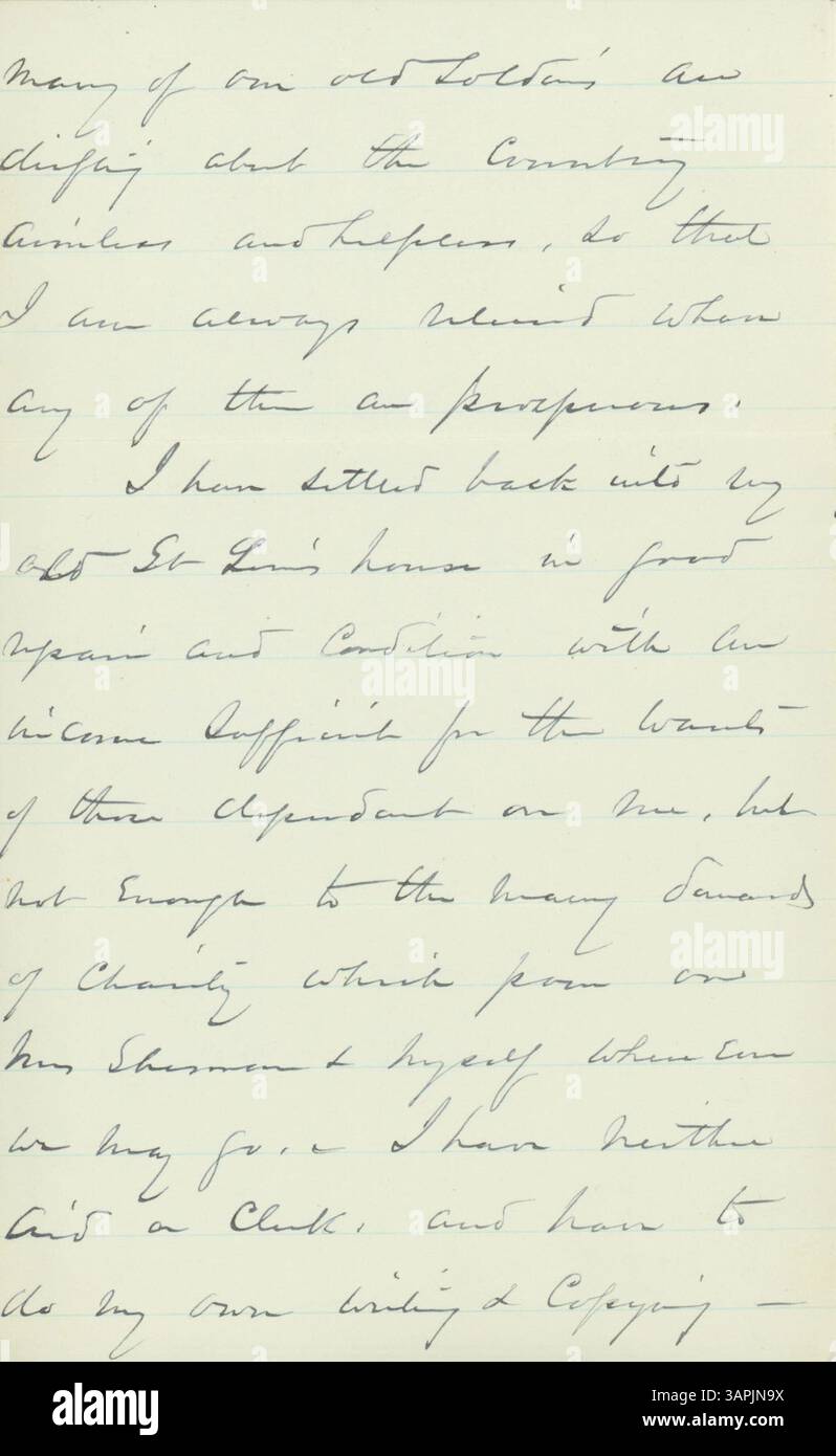 General W.T. Sherman writes a letter from St. Louis on December 8, 1884 ...