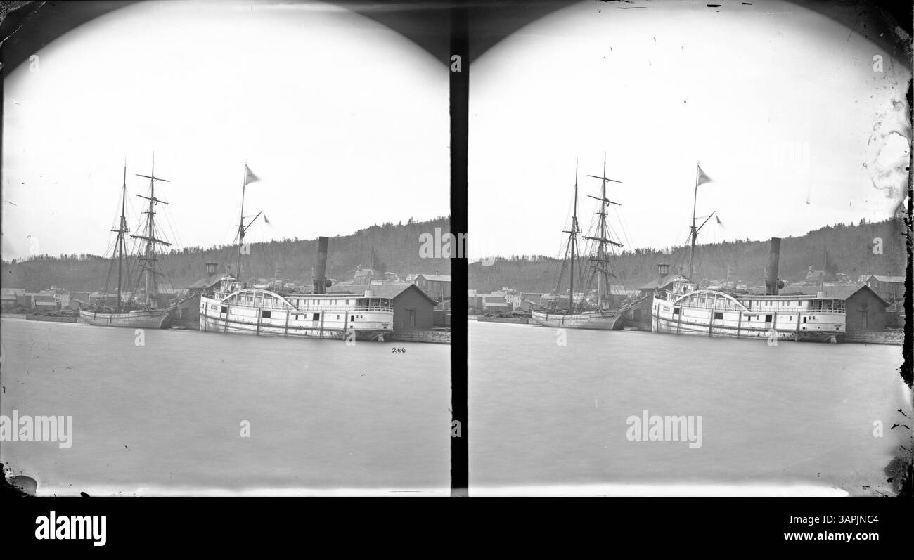 A photograph depicting ships in Duluth Harbor, with one labeled 'The ...