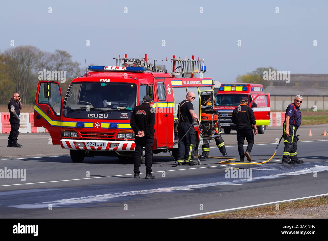 Cleanup operation on the drag strip at Melbourne Raceway in Yorkshire ...