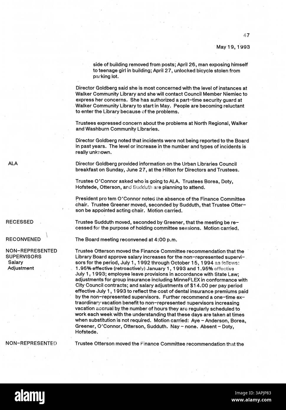 The 1993 minutes of the Minneapolis Public Library Board cover library ...