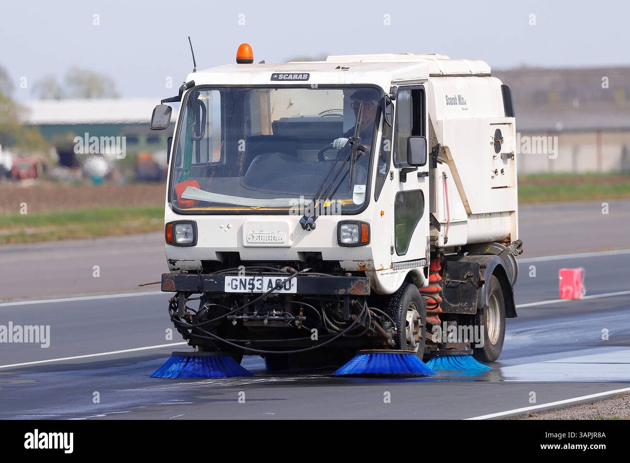 Race track road sweeper cleaning up the drag strip at Melbourne Raceway ...