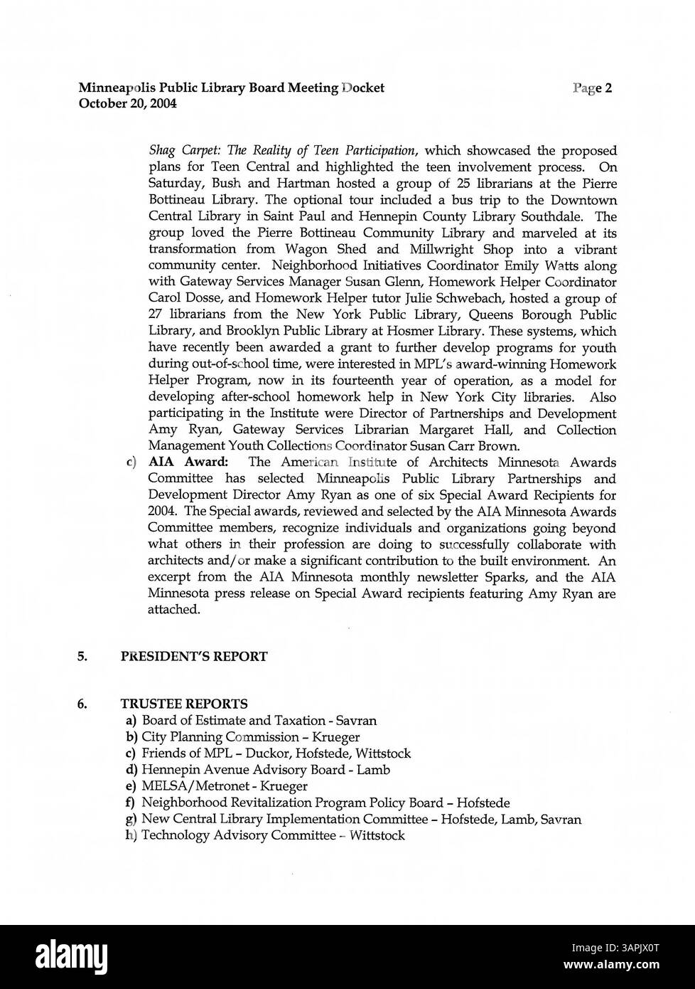 Minutes from the 2004 Minneapolis Public Library Board include ...