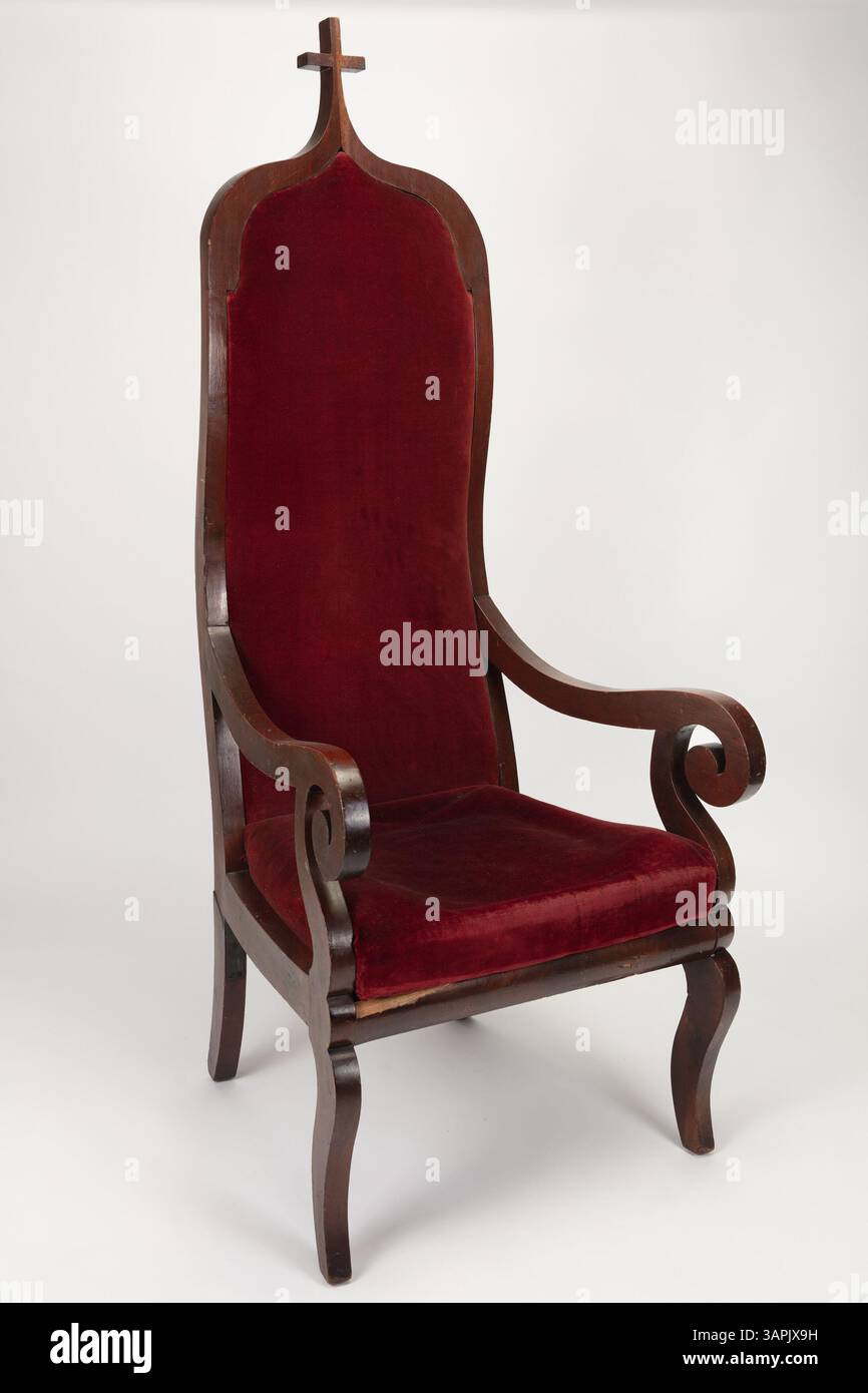A high-backed priest’s chair from the chapel at Visitation Academy in ...
