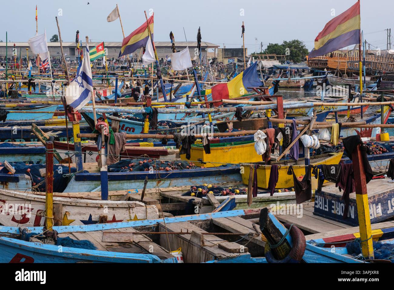 Ghana, Elmina. Fishing Boats in Elmina Harbor Stock Photo - Alamy
