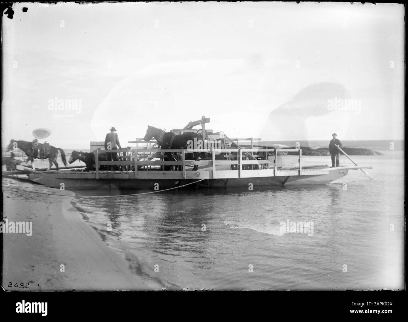This photograph shows a cable ferry operating at Umatilla, Oregon. The ...
