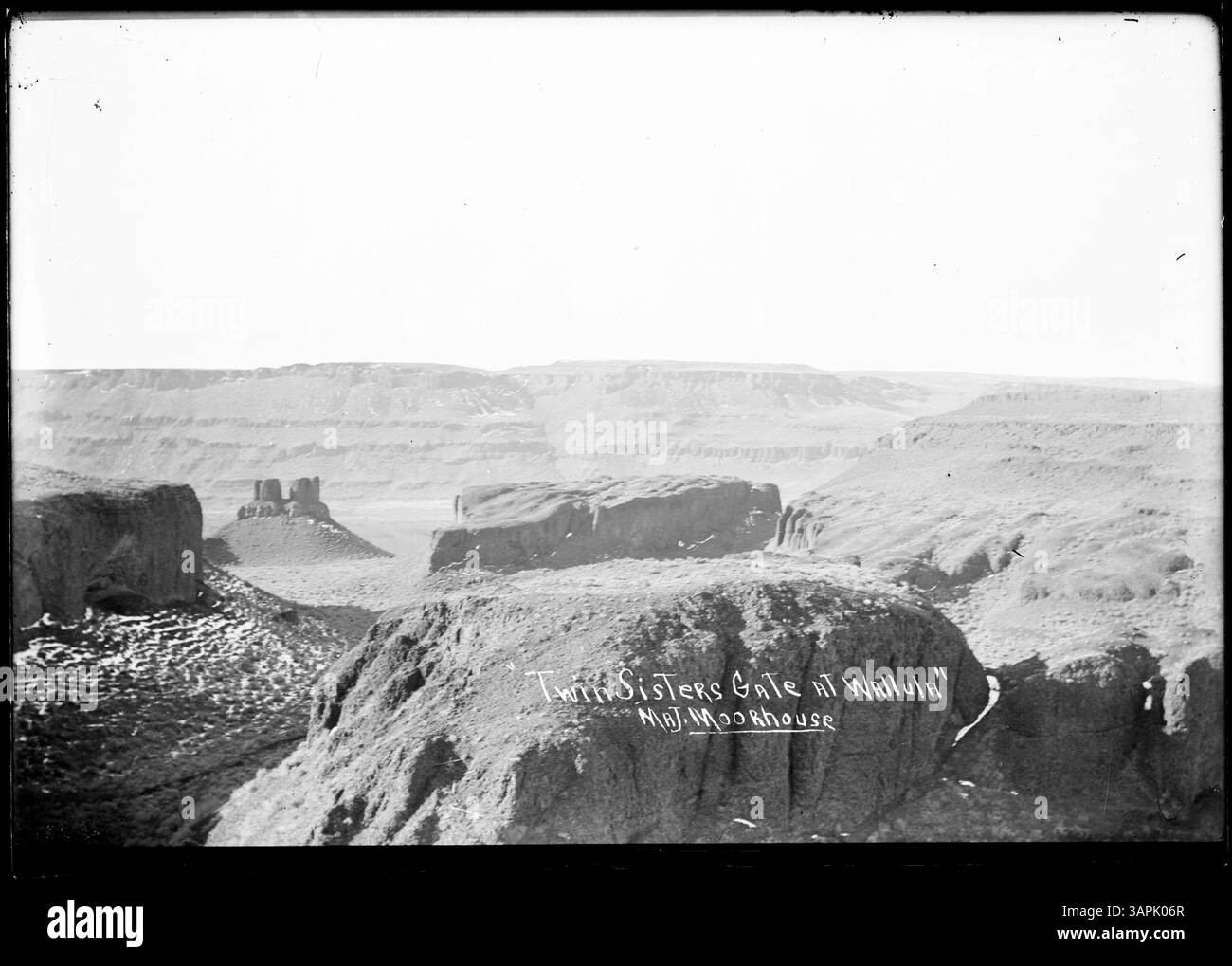 A photograph showing the Twin Sisters gate and rock formations along ...