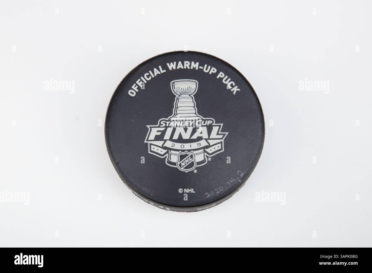 Warm-up puck from Game 5 of the 2019 Stanley Cup Finals, thrown by a ...
