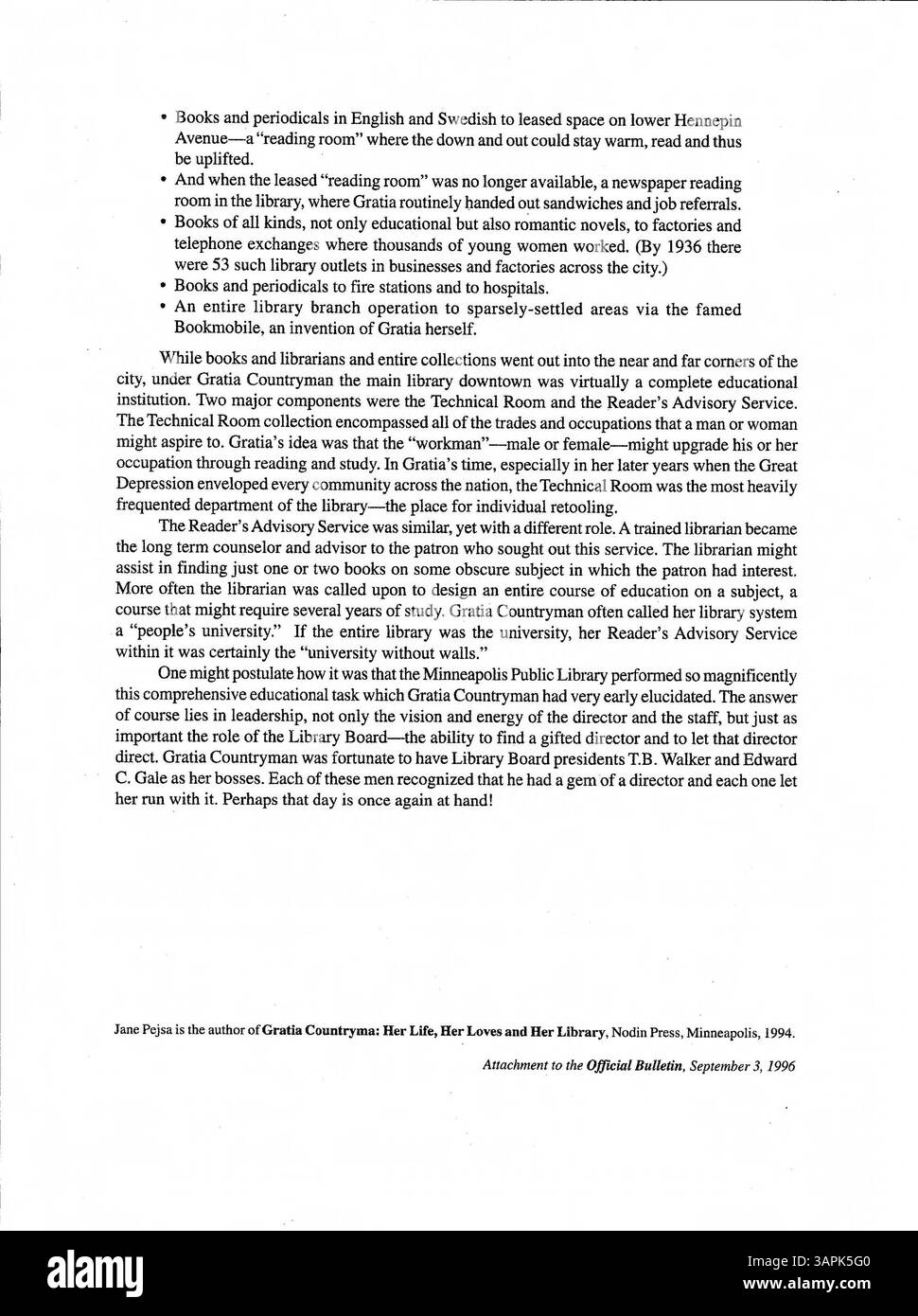 The 1996 Minneapolis Public Library Official Bulletin informs library ...