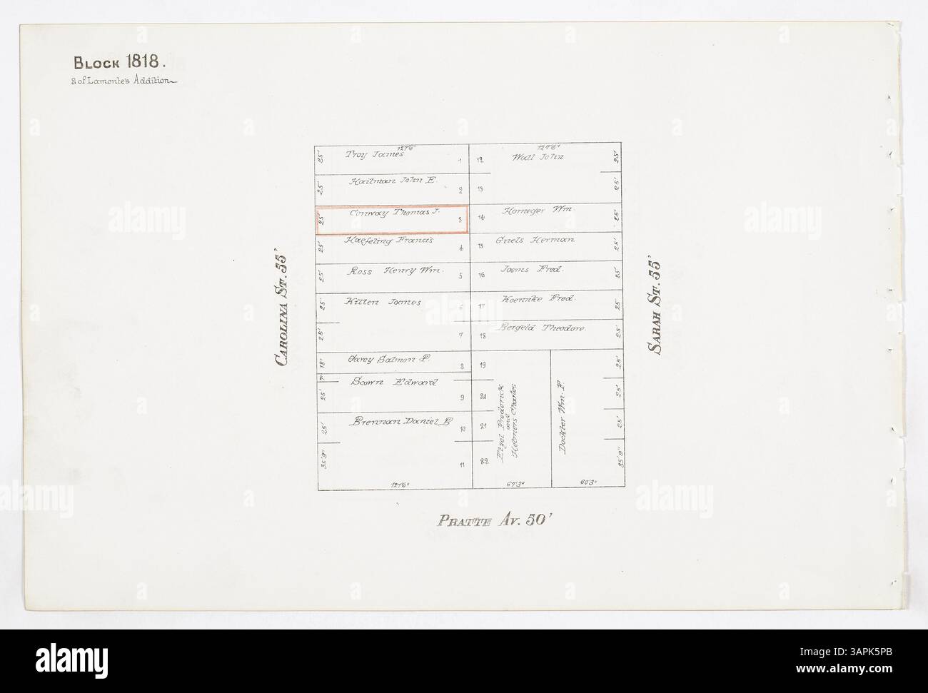 Block 1818 from Book 5 of the Block Book of the City of St. Louis ...