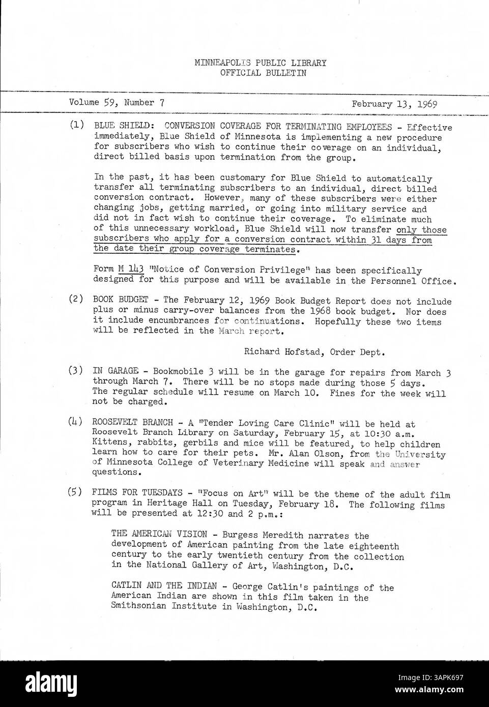 This official bulletin from 1969 provides employees of the Minneapolis ...