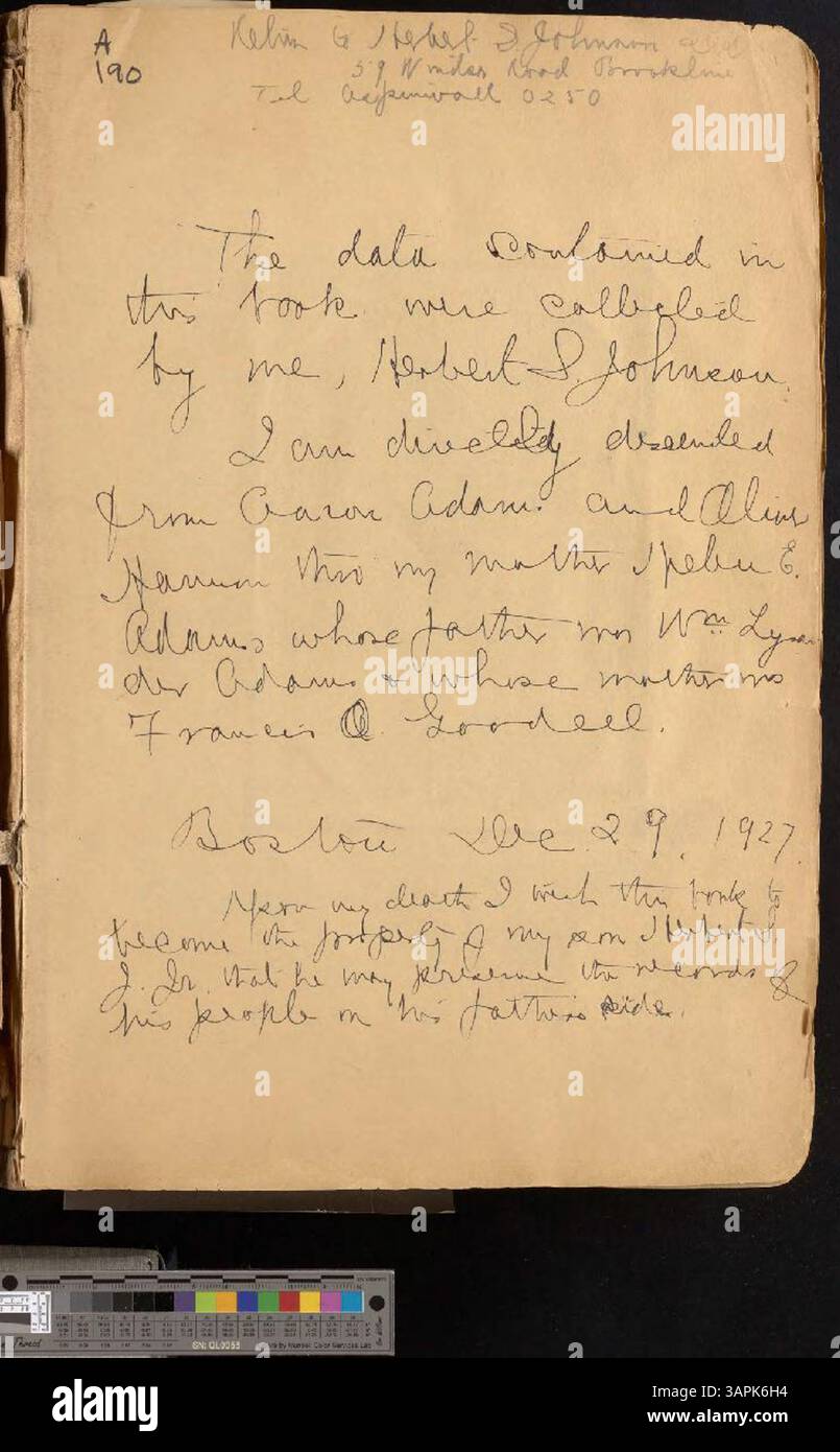 This scrapbook, created by Herbert S. Johnson, features genealogical ...