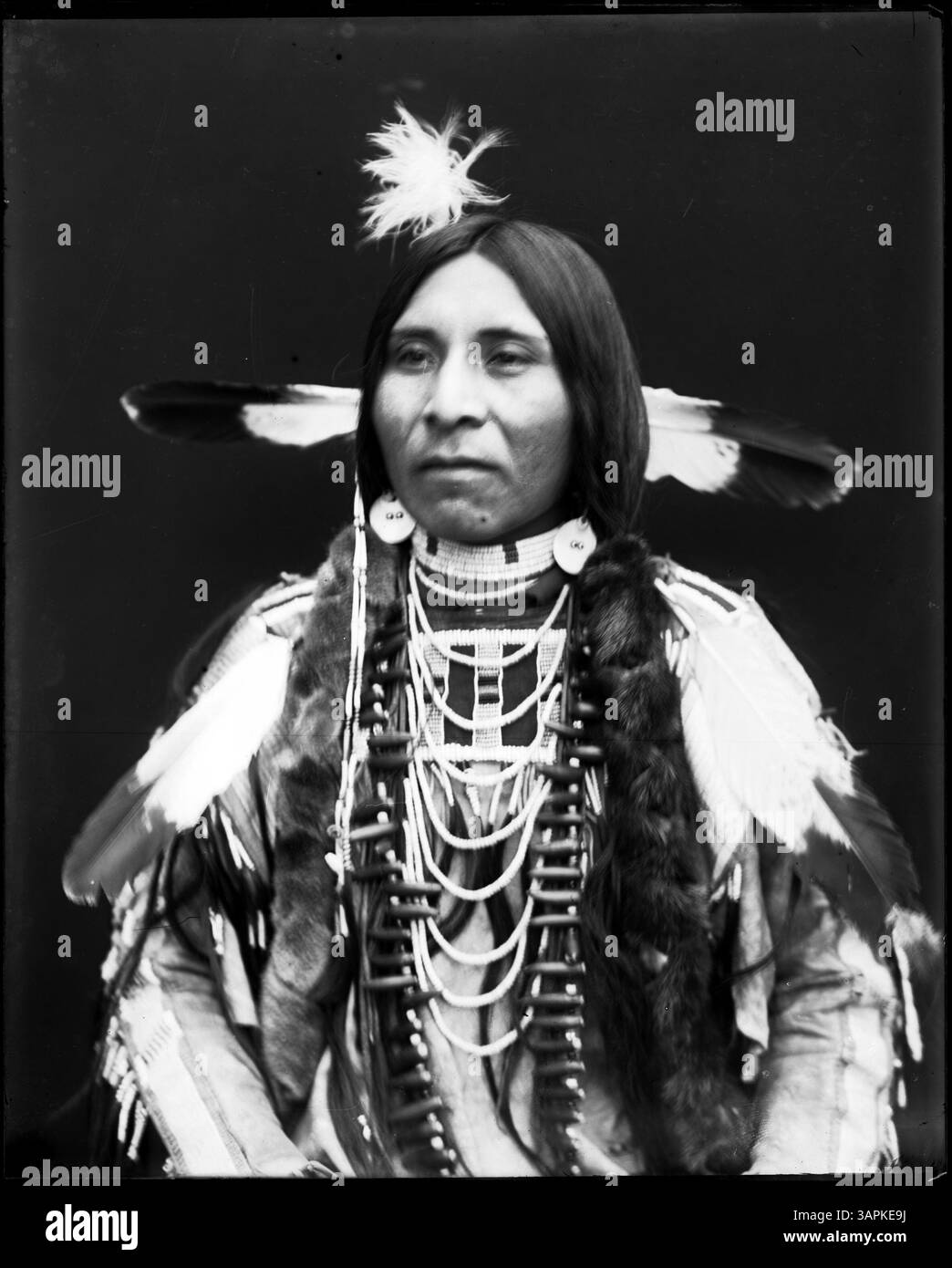 Portrait of Narcisse McKay, a Bannock Indian, wearing traditional ...