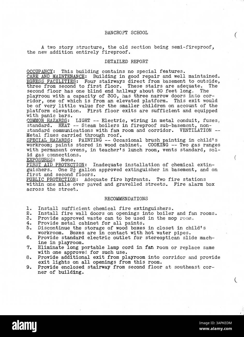 This 1933 Fire Protection Engineering Report documents the inspection of Minneapolis Public ...