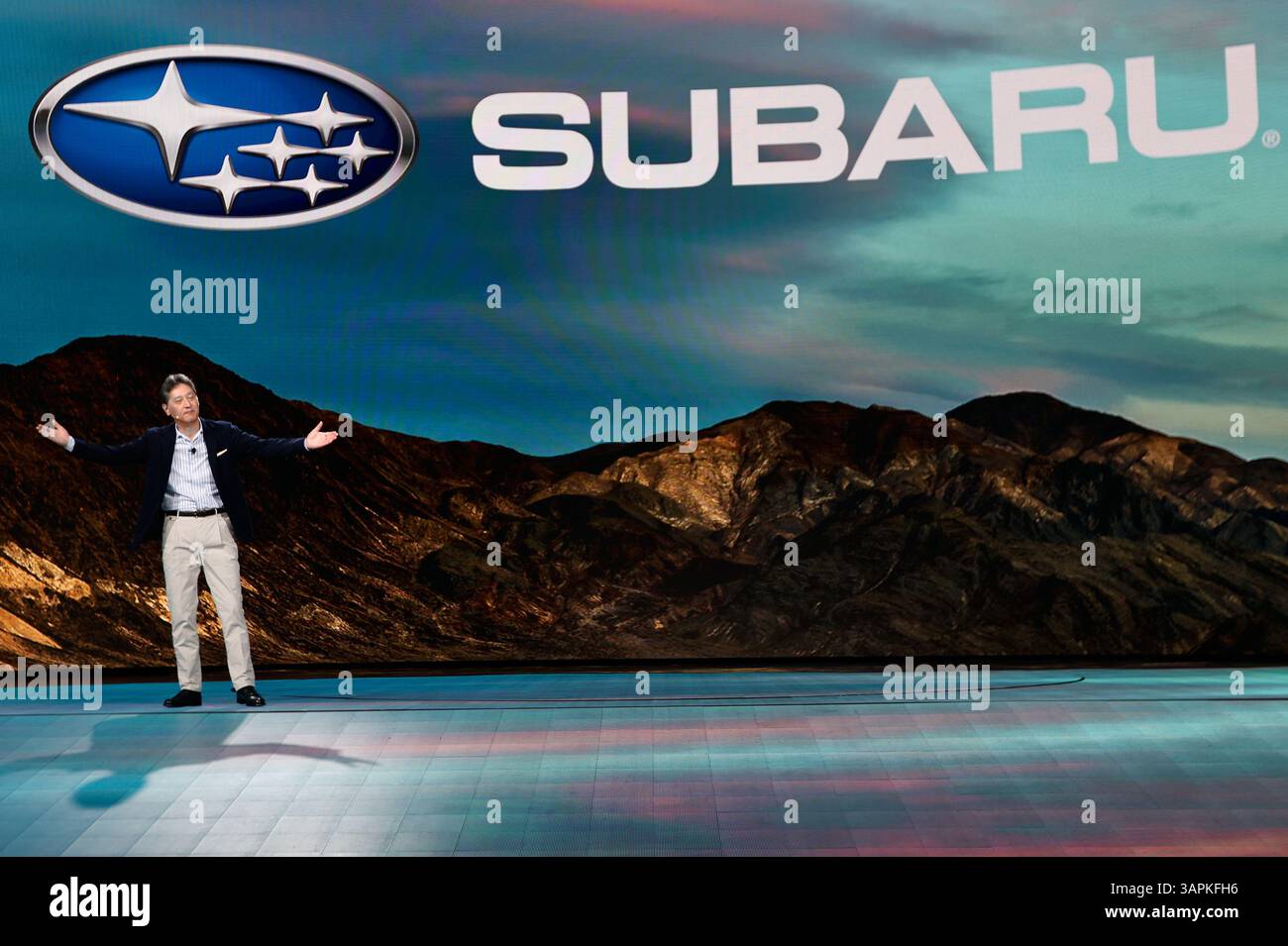 New York, United States. 16th Apr, 2025. President and CEO of Subaru ...