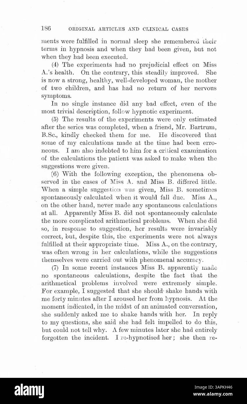 Dr. Bramwell's hypnosis studies involved suggesting tasks to patients ...