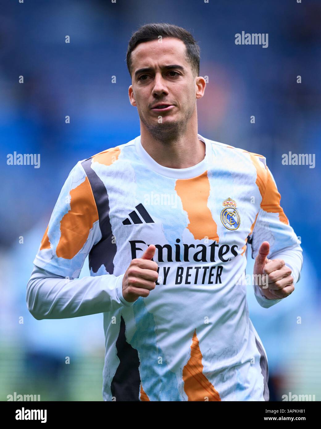 Lucas Vazquez of Real Madrid CF warms up prior to the LaLiga EA Sports ...