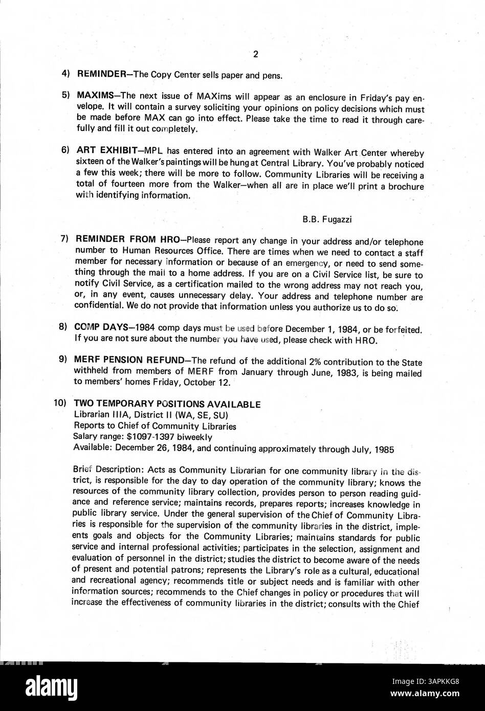 The 1984 Minneapolis Public Library Official Bulletin provides library ...