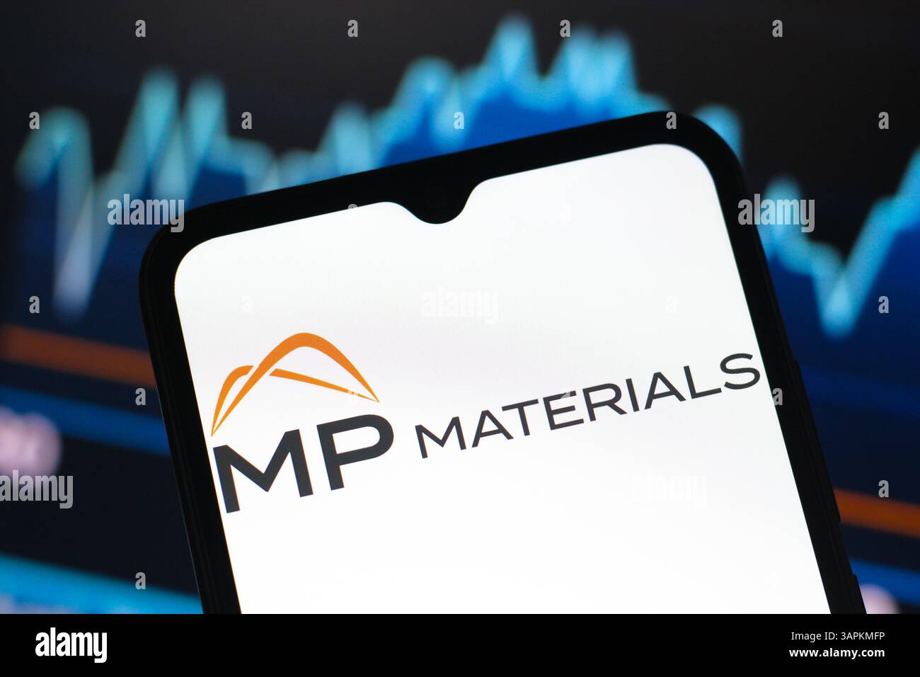 In this photo illustration, the MP Materials logo is seen displayed on ...