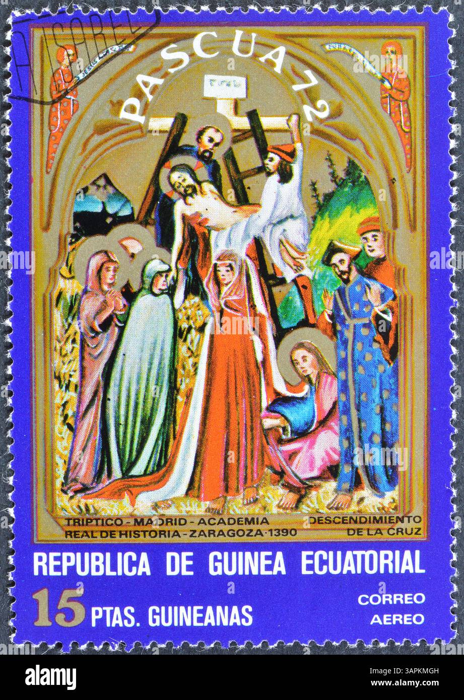 Cancelled postage stamp printed by Equatorial Guinea, that shows ...