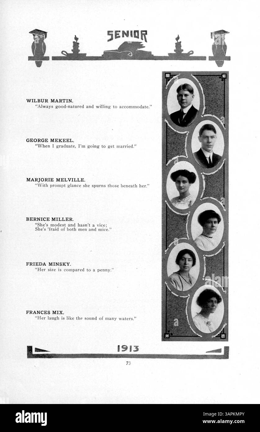 'The Senior', the 1913 yearbook from Central High School, captures the ...