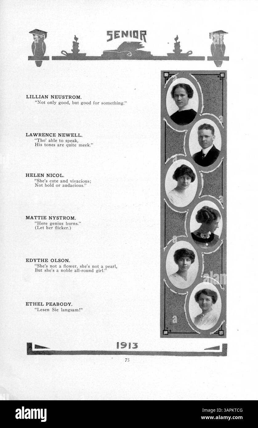 The 1913 Central High School yearbook, 'The Senior', highlights the ...