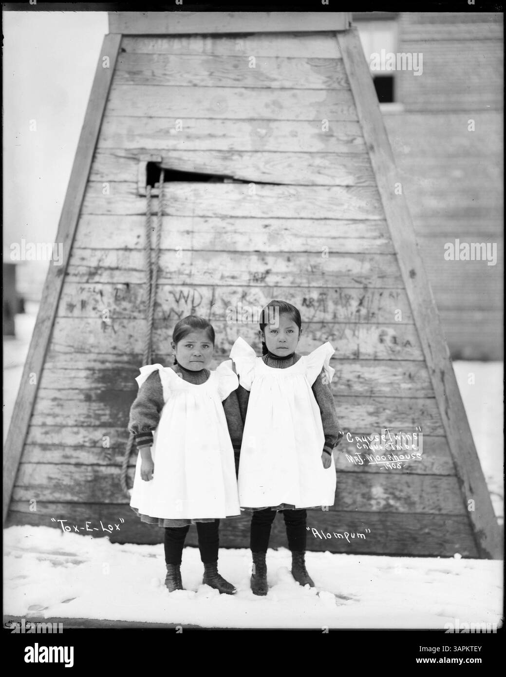 This photograph captures the Cayuse Twins, Alopum and Tox-e-lox, around ...