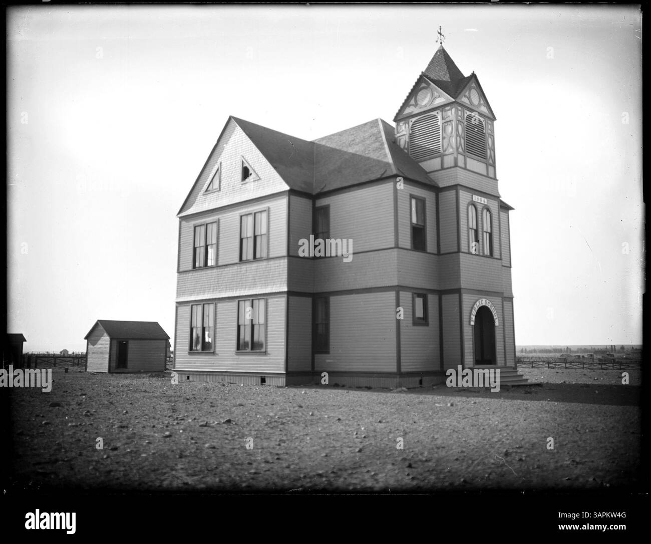 This photograph shows the public school in Kennewick, Washington, built ...