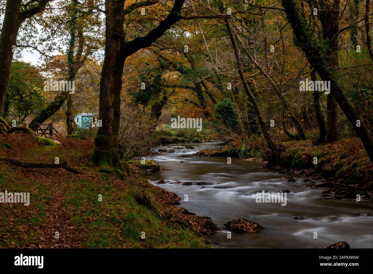 a view of the river Walkham in Devon headed towards double waters where ...