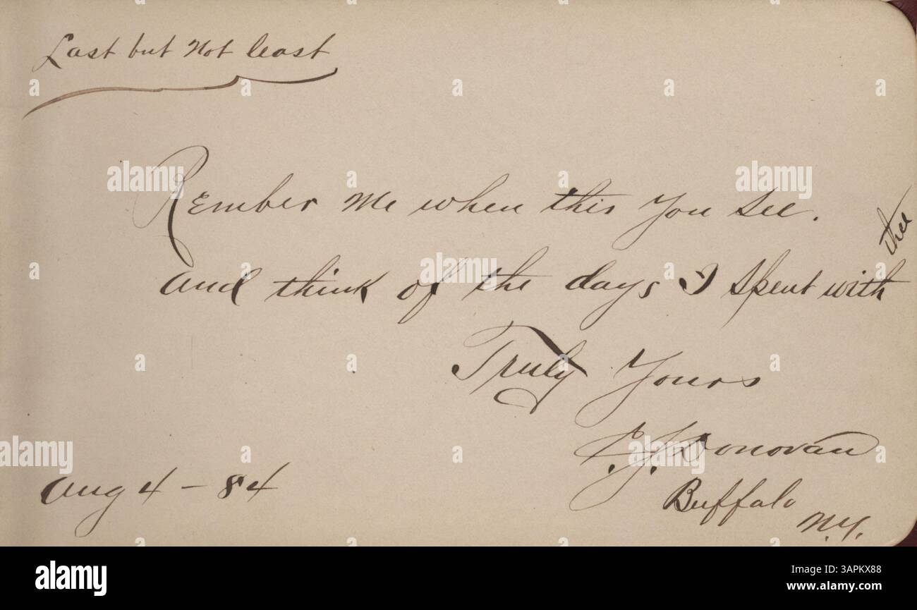 This autograph book, dated 1881-1885, holds messages and signatures ...