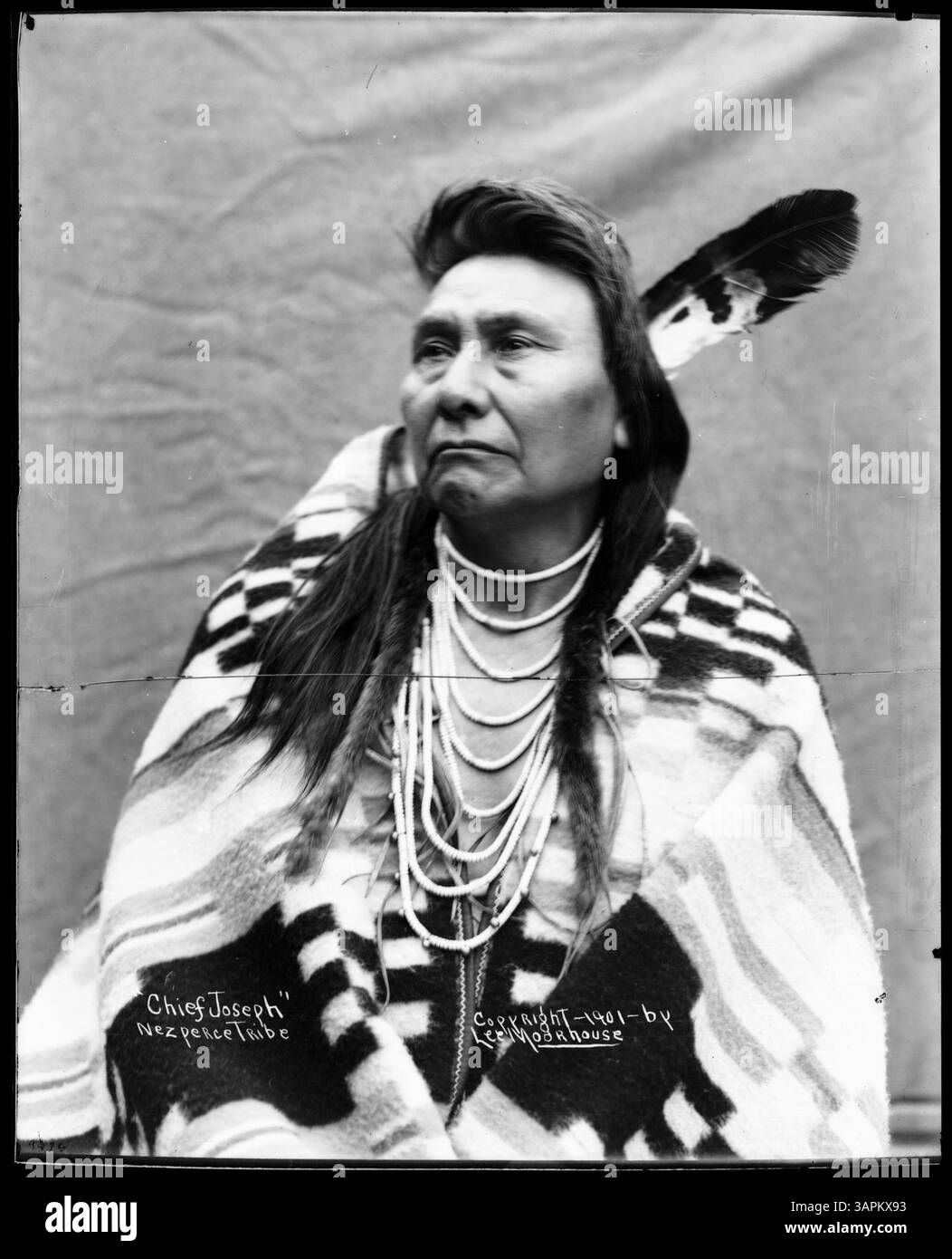 This photograph shows Chief Joseph of the Nez Perce Indian Tribe, a ...